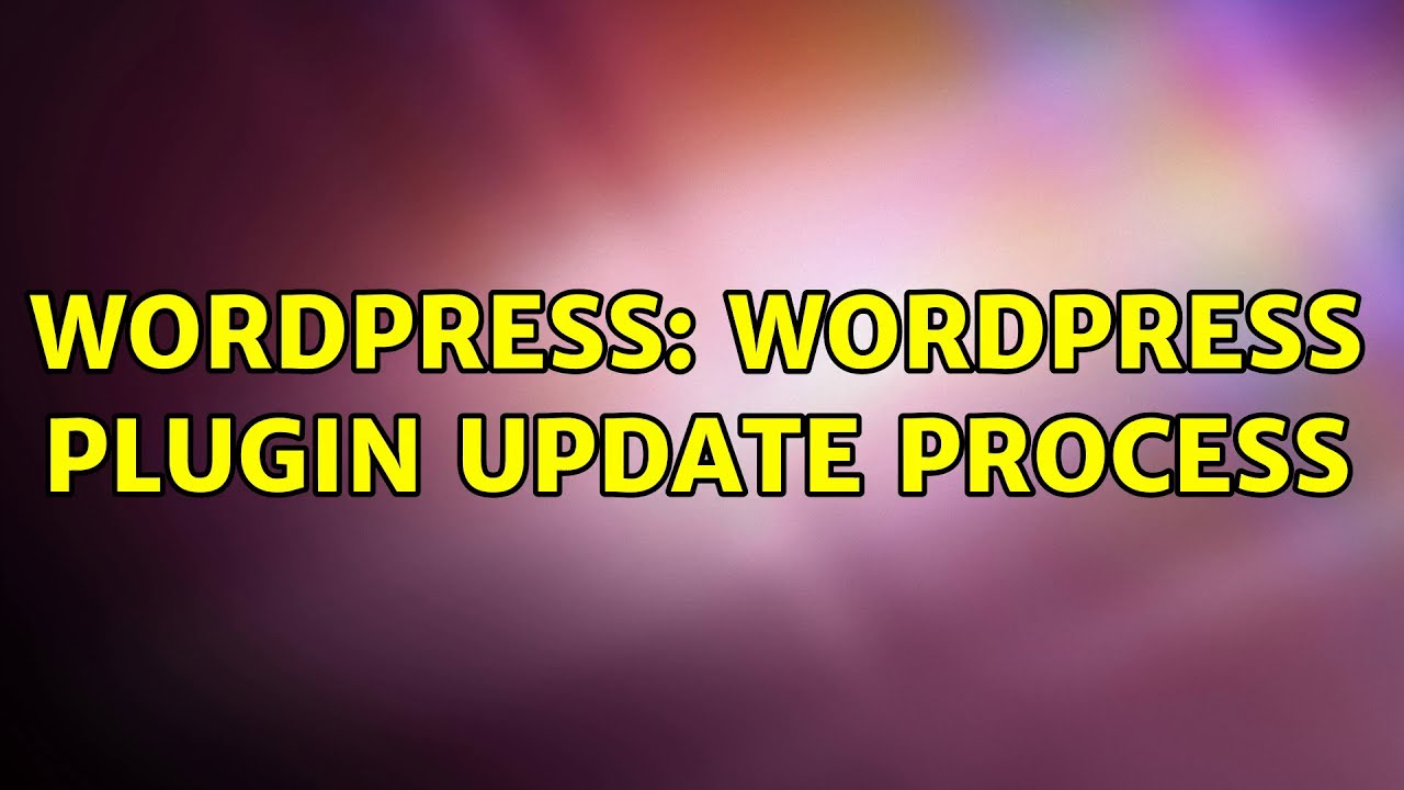 Wordpress: WordPress Plugin Update Process