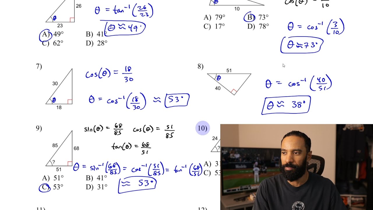 Trigonometry - Finding Missing Angles (practice problems)
