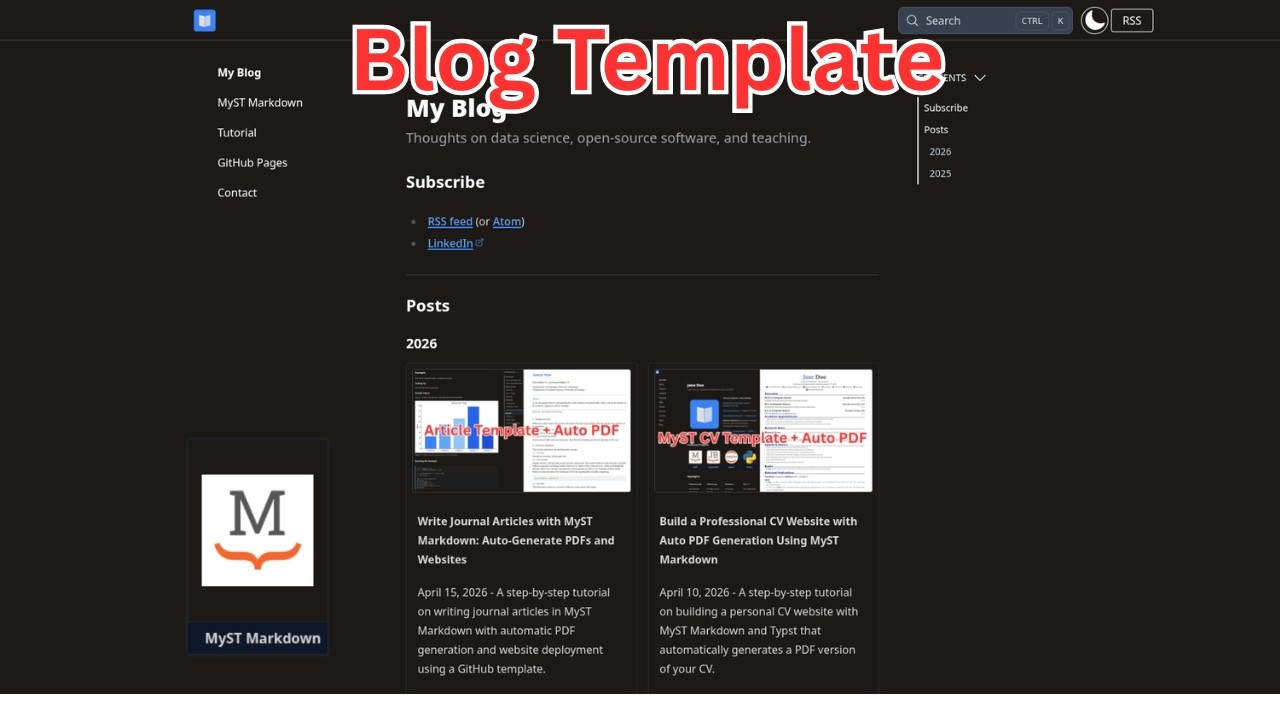 Build a FREE Blog with MyST Markdown + GitHub Pages (Step-by-Step)