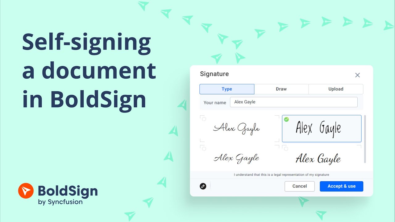 Self Signing a Document in BoldSign