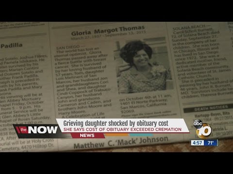 Grieving daughter shocked by obituary cost