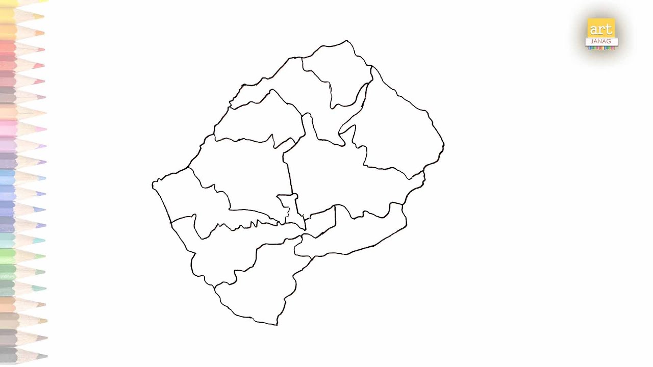 Lesotho Map outline | How to draw Lesotho Map step by step | Map drawing | easy drawing tutorials