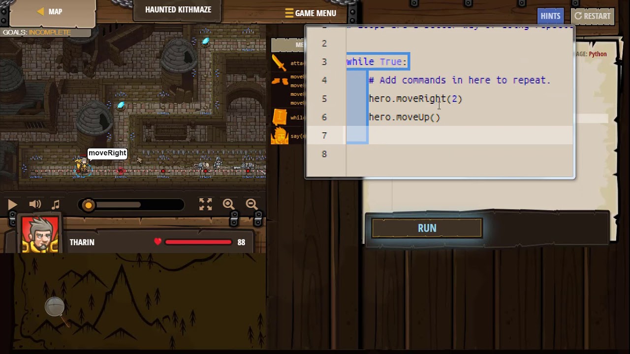 CodeCombat - Haunted Kithmaze (Level 11) - Belajar dan Bermain Python