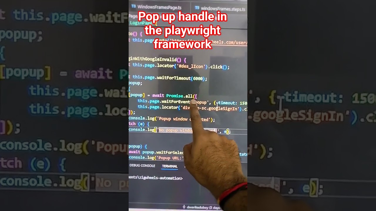 Pop up handle in the playwright framework