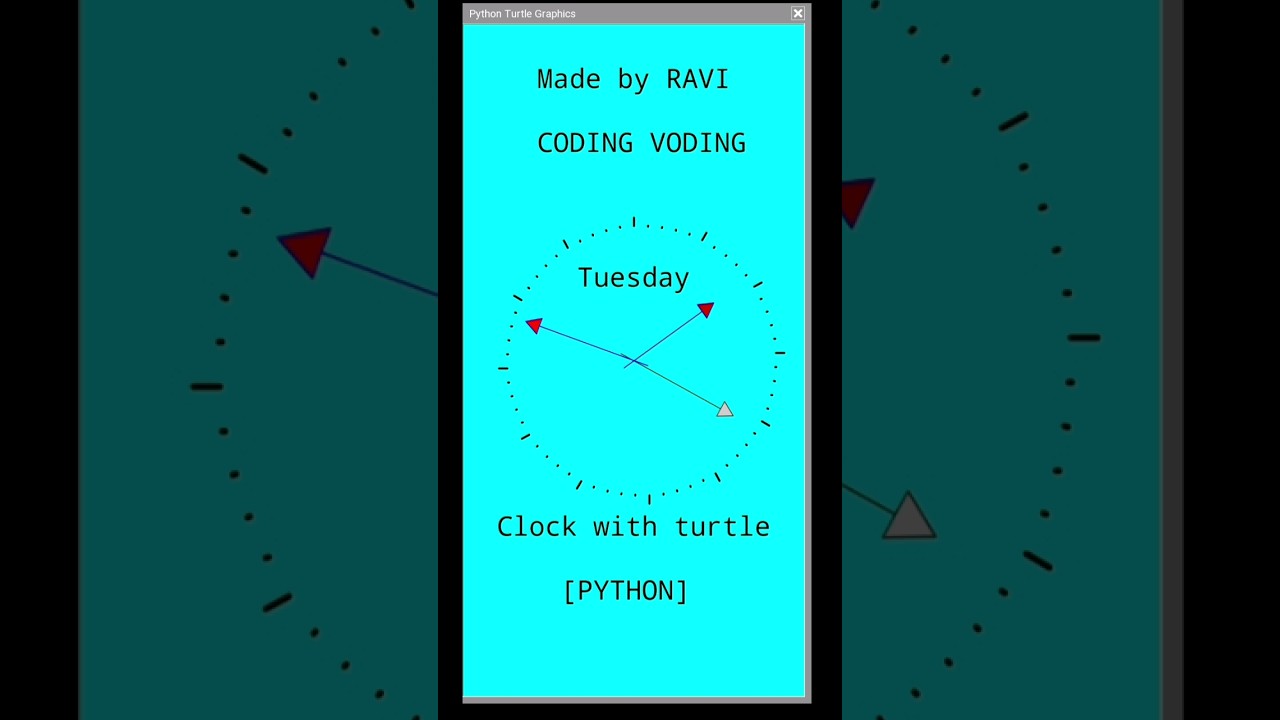 make analog clock by turtle | analog clock by python #python #turtle #shorts