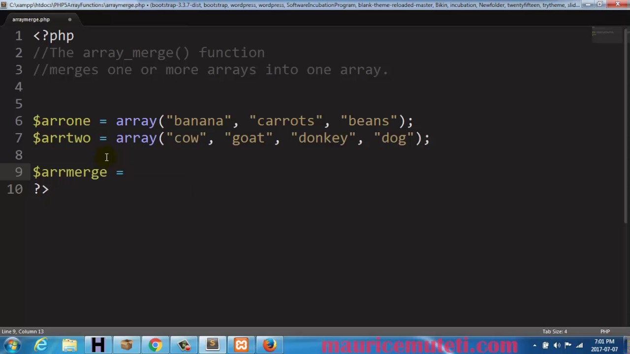 PHP array merge Function