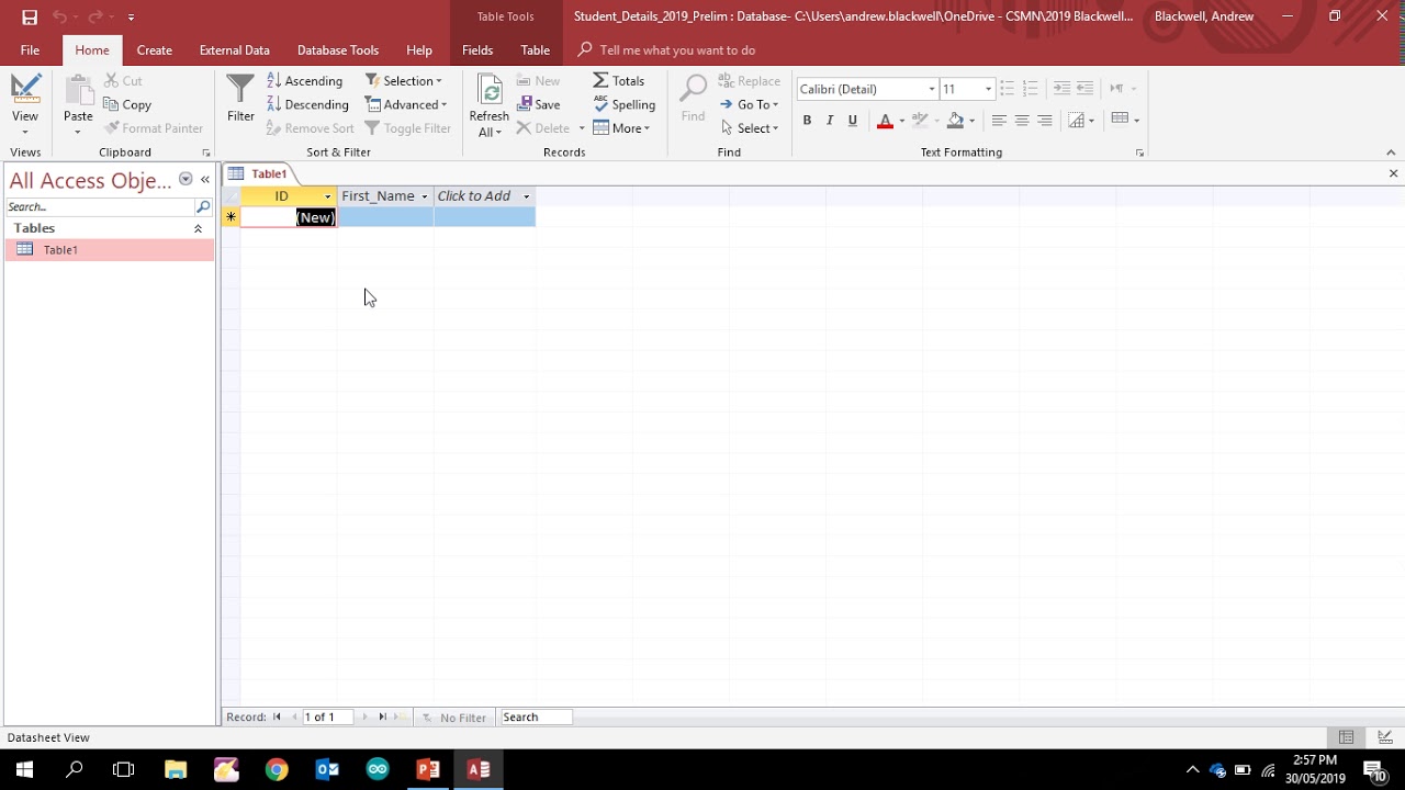 Database Tutorial 3 Creating a Table using Data Dictionaries