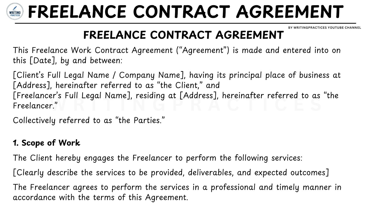 How To Write A Legal Freelance Work Contract Agreement Step by Step Guide | Writing Practices