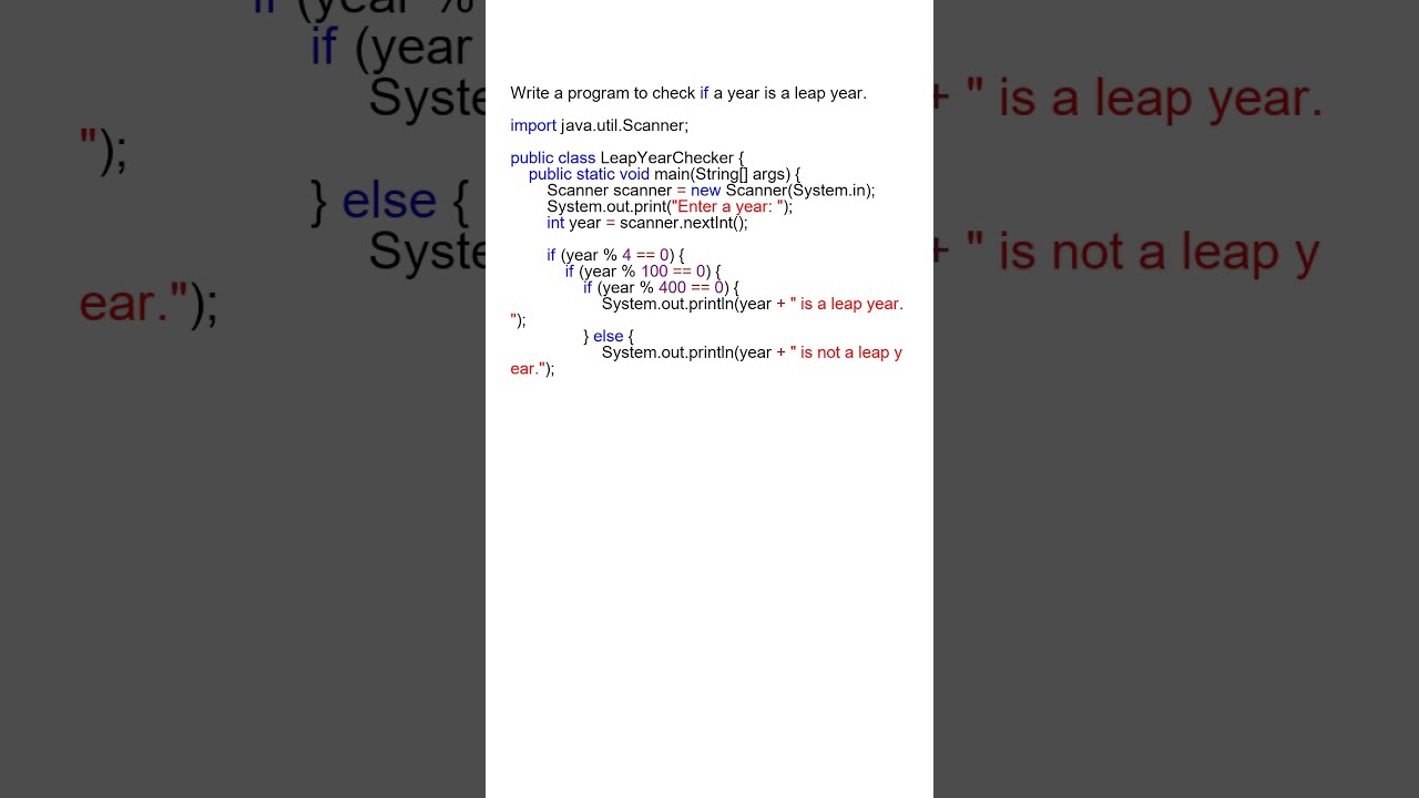 How to Check if a Year is a Leap Year in Java | Java Programming Tutorial #coding #java #programming
