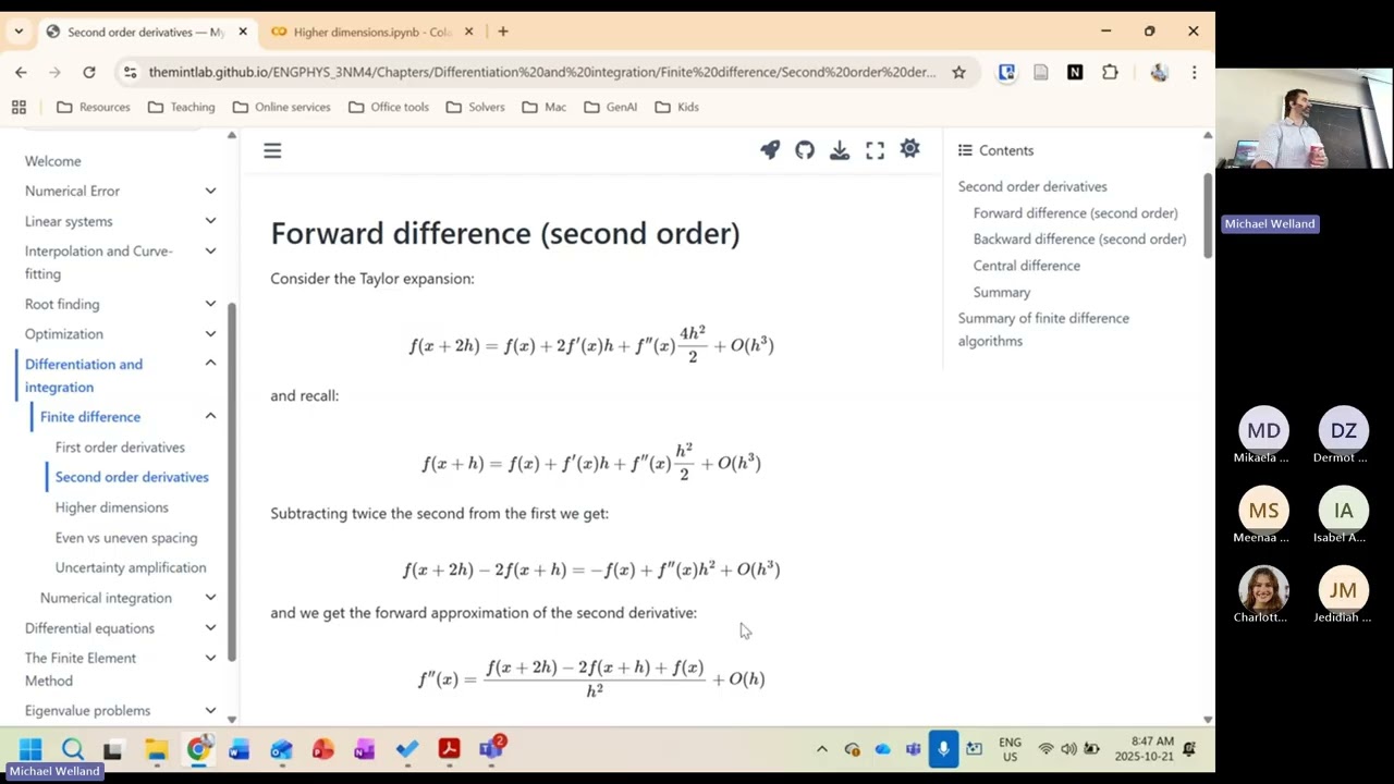 2025 Week 7-2 - Numerical differentiation and integration