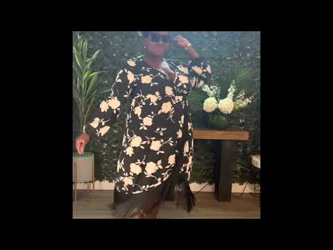 SHEIN CURVE -- Plus Floral Print Lantern Sleeve Fringe Hem Dress SIZE 4XL/20