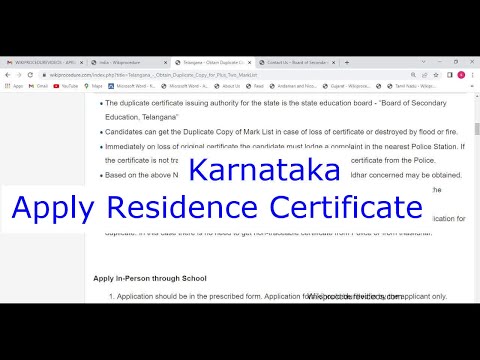 Karnataka - Online Apply Domicile or Residence Certificate (Online)