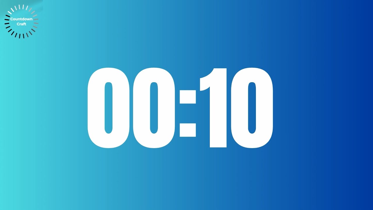 10 Seconds Countdown Timer (in Blue Gradient Background)