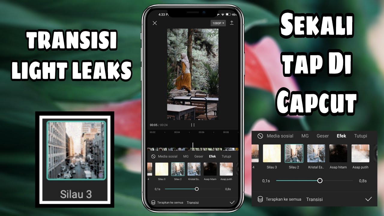 CapCut Tutorial | Cara Edit Transisi Video Efek Cahaya Meluber Pakai HP | Light Leaks Transition