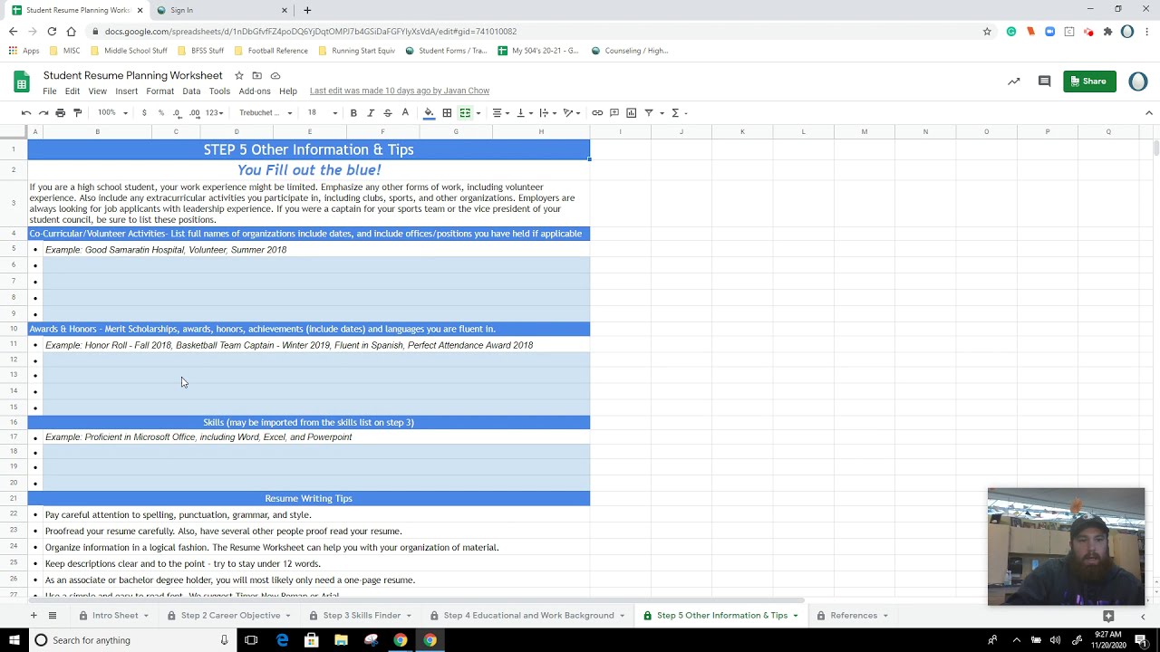 Resume Builder Worksheet How To