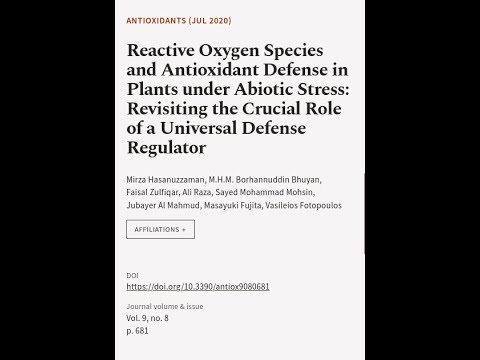 Reactive Oxygen Species and Antioxidant Defense in Plants under Abiotic Stress: Revis... | RTCL.TV