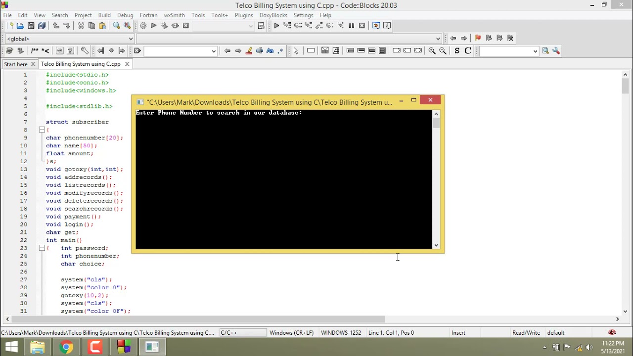 Telco Billing System using C
