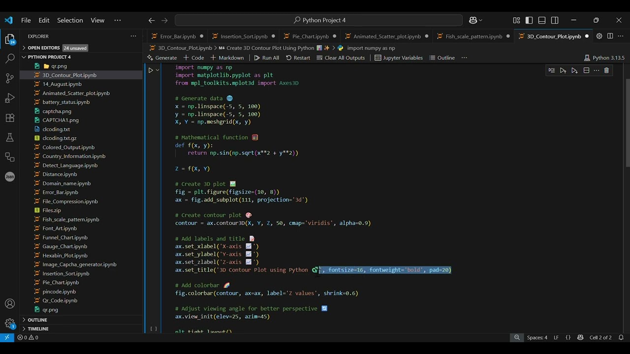 Create Stunning 3D Contour Plots in Python  | Matplotlib Tutorial