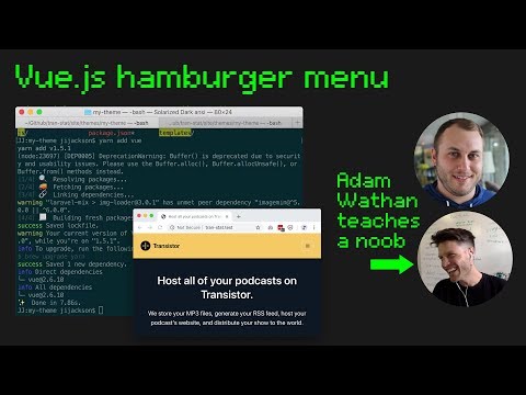 Tutorial: make a hamburger menu with Vue.js + Tailwind CSS (Adam Wathan teaches a complete noob)