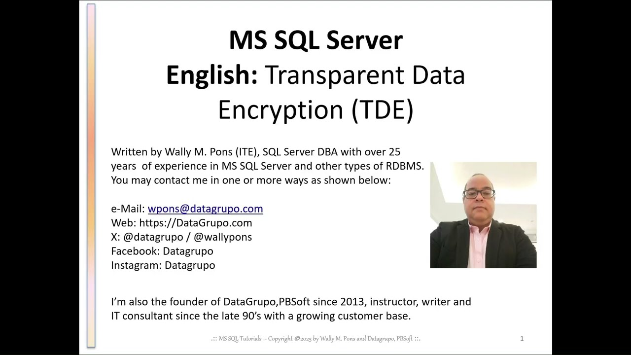 MS SQL Server :: English: Transparent Data Encryption (TDE)
