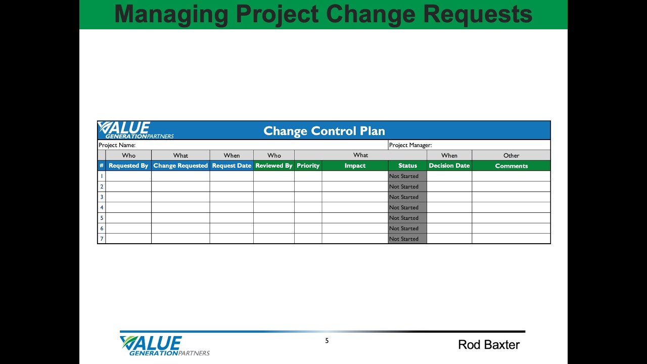 Module 16 - Managing Project Change Requests - Value Generation Partners