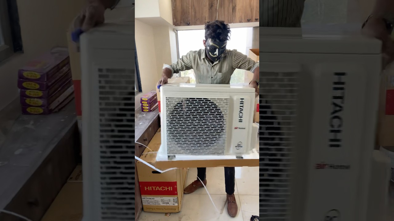 Hitachi 1 ton unboxed & installation #copperpipe #coolingsolutions #national17 #youtubeshorts
