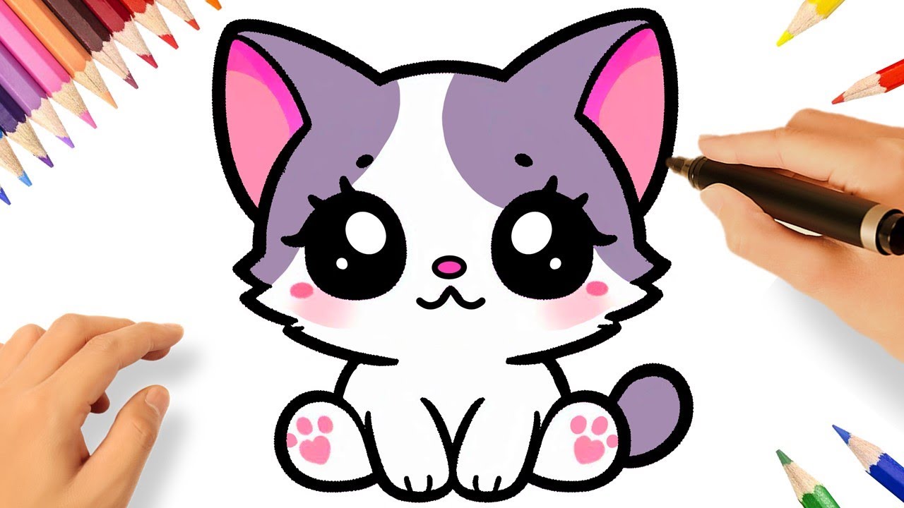 CÓMO DIBUJAR UN GATITO FACIL KAWAII 😻❤️