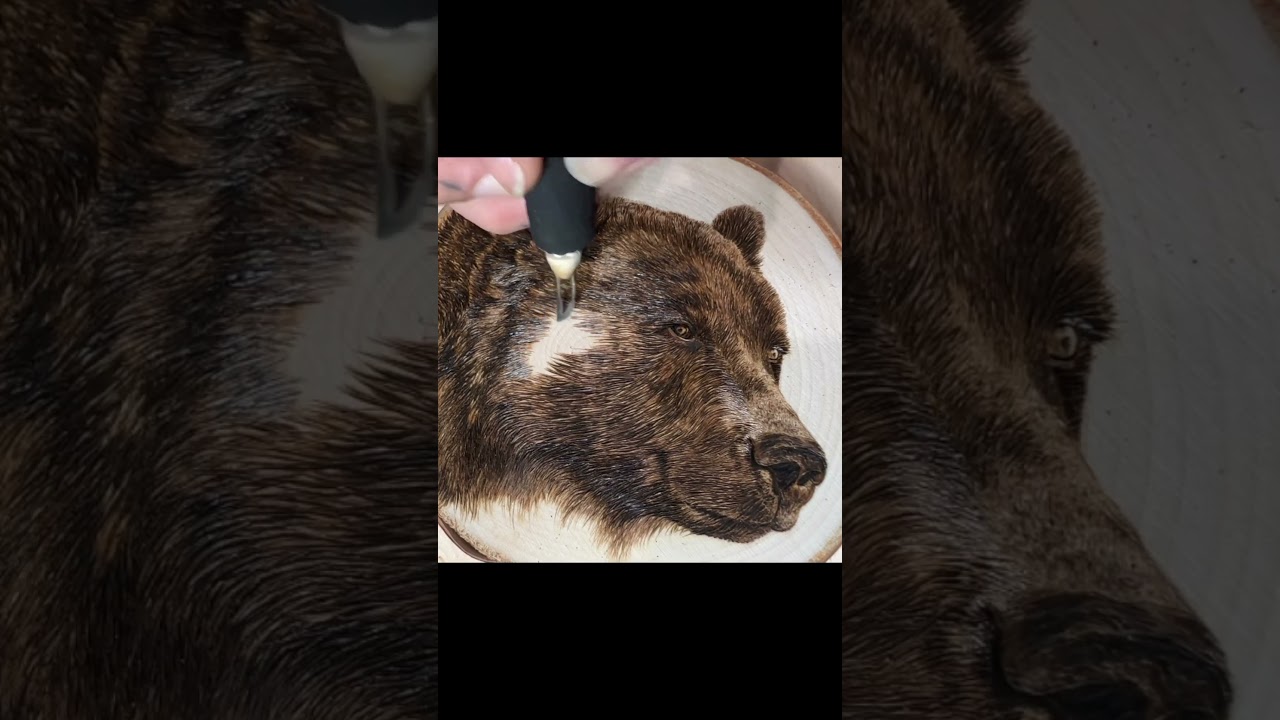Mesmerizing Bear Portrait Pyrography | Step-by-Step Tutorial, #woodworking #art #therapy