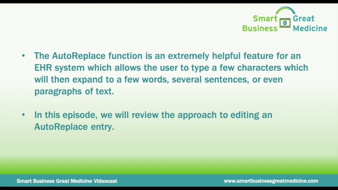 Editing an AutoReplace entry in Allscripts EHR