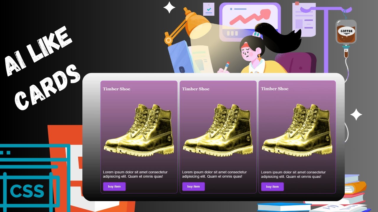 🤖 Create Stunning AI-Inspired Website Cards | HTML CSS JS Frontend Project