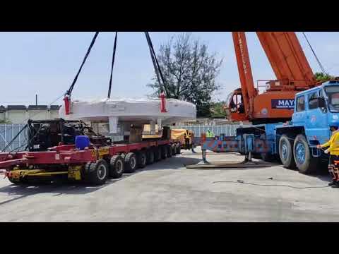 KATO 360T CRANE UNLOADING Cutterhead Tunnel Boring Machine Part 84.7 TONS. SUBWAY PROJECT