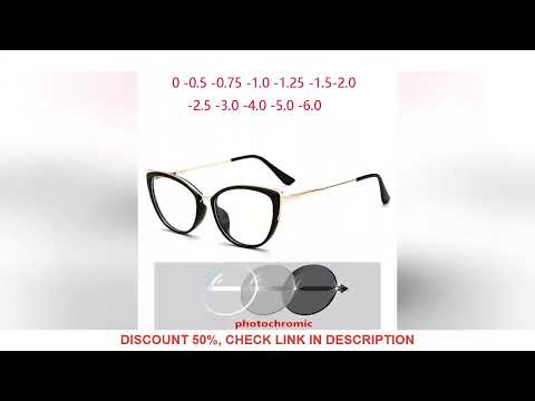 Blue Light Blocking Women Cat Eye Prescription Glasses For The Nearsighted Myopia Photochromic Eyegl