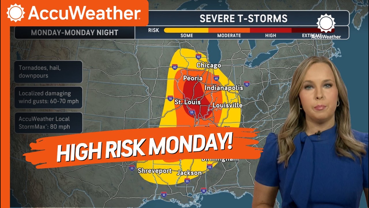 Most Dangerous Day of Severe Weather Outbreak Forecast for Monday