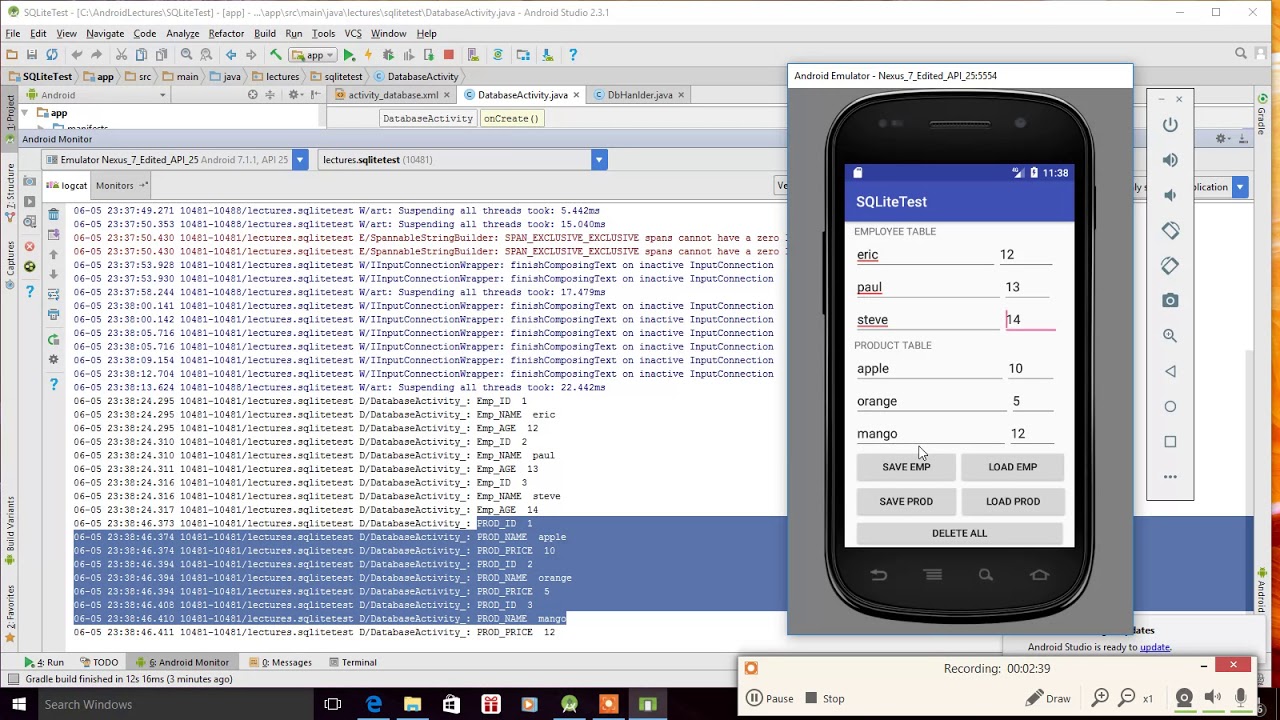 Android SQLite Database with example Project : part 25