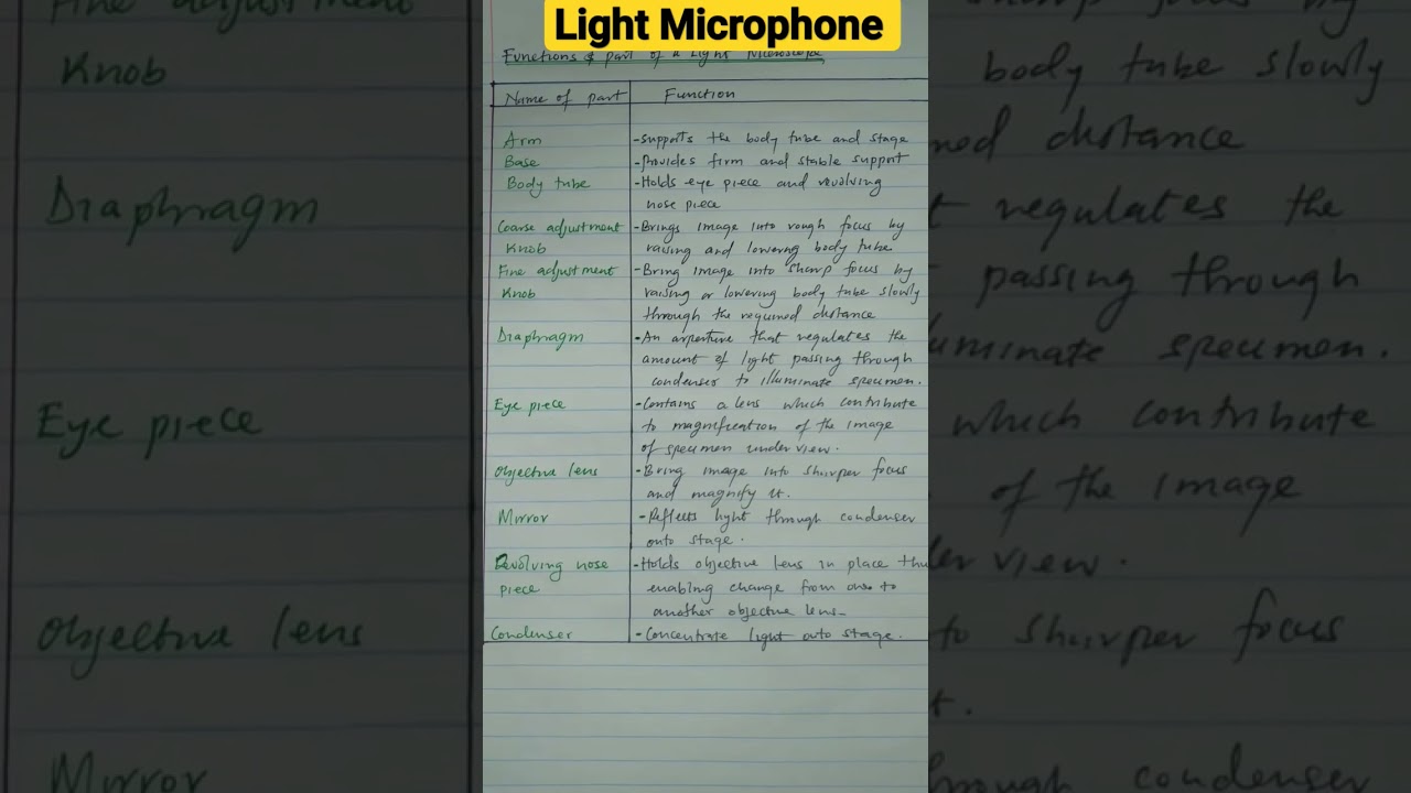 Functions of Light Microscope #biology #kcse #form1
