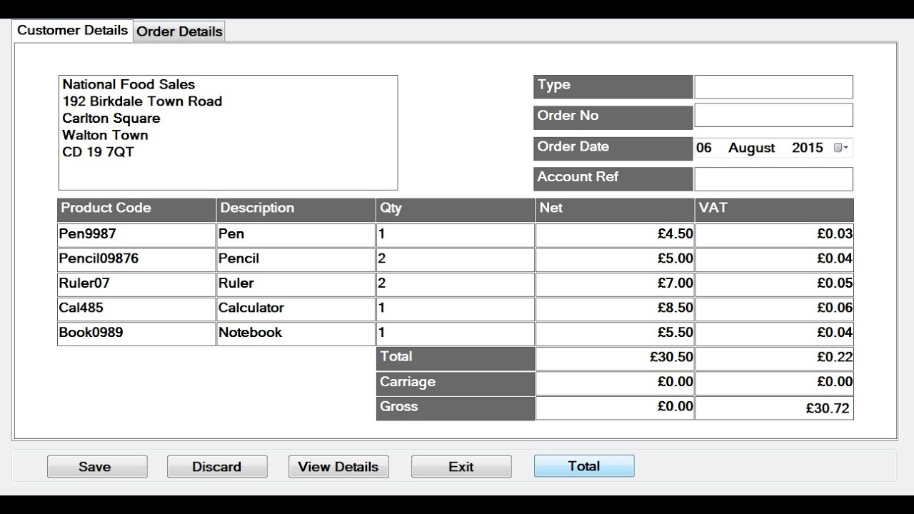 Visual Basic. Net Tutorial of Ordering System Using Tab Control