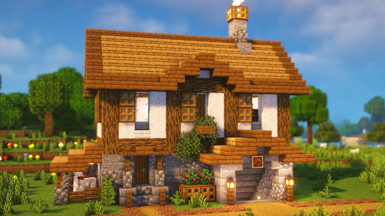 Minecraft: How to Build a Survival House with Mine Entrance [Tutorial ...