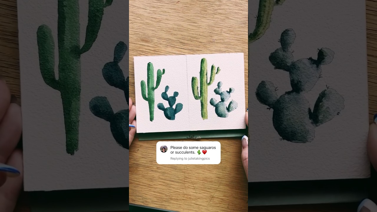 Leaving light and adding shadows with watercolor cacti 🌵
