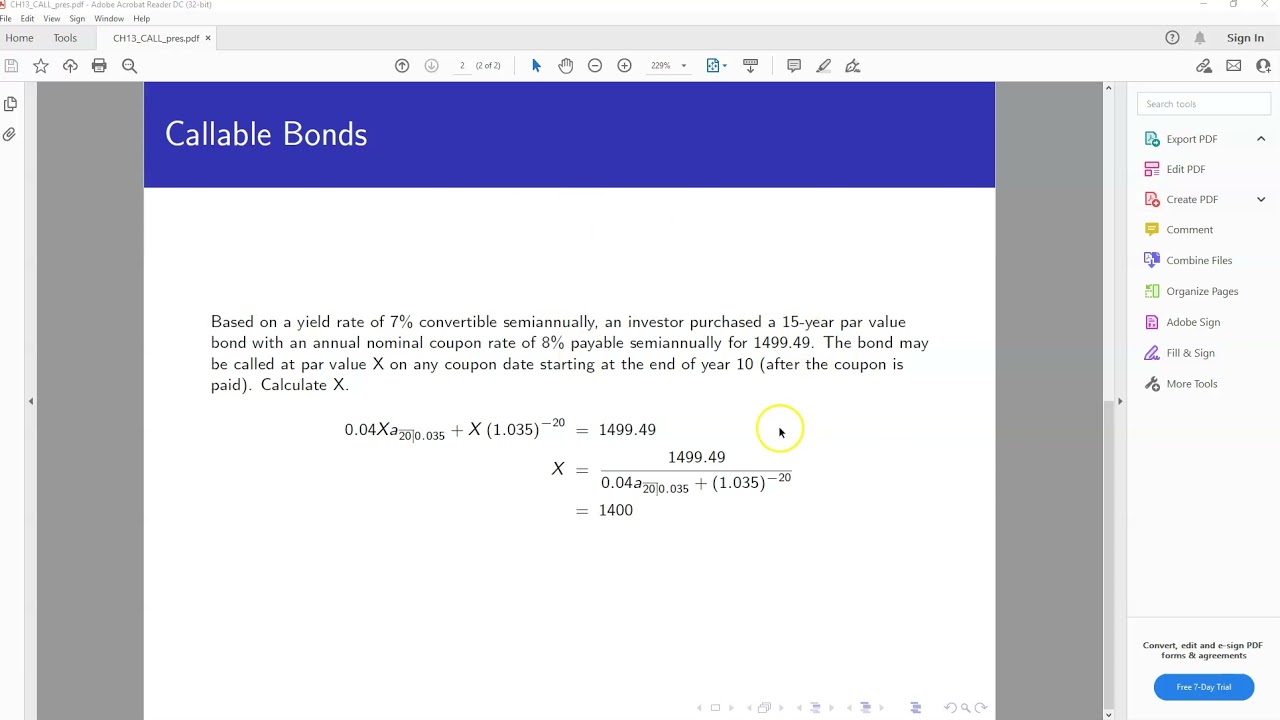 Callable Bonds Example