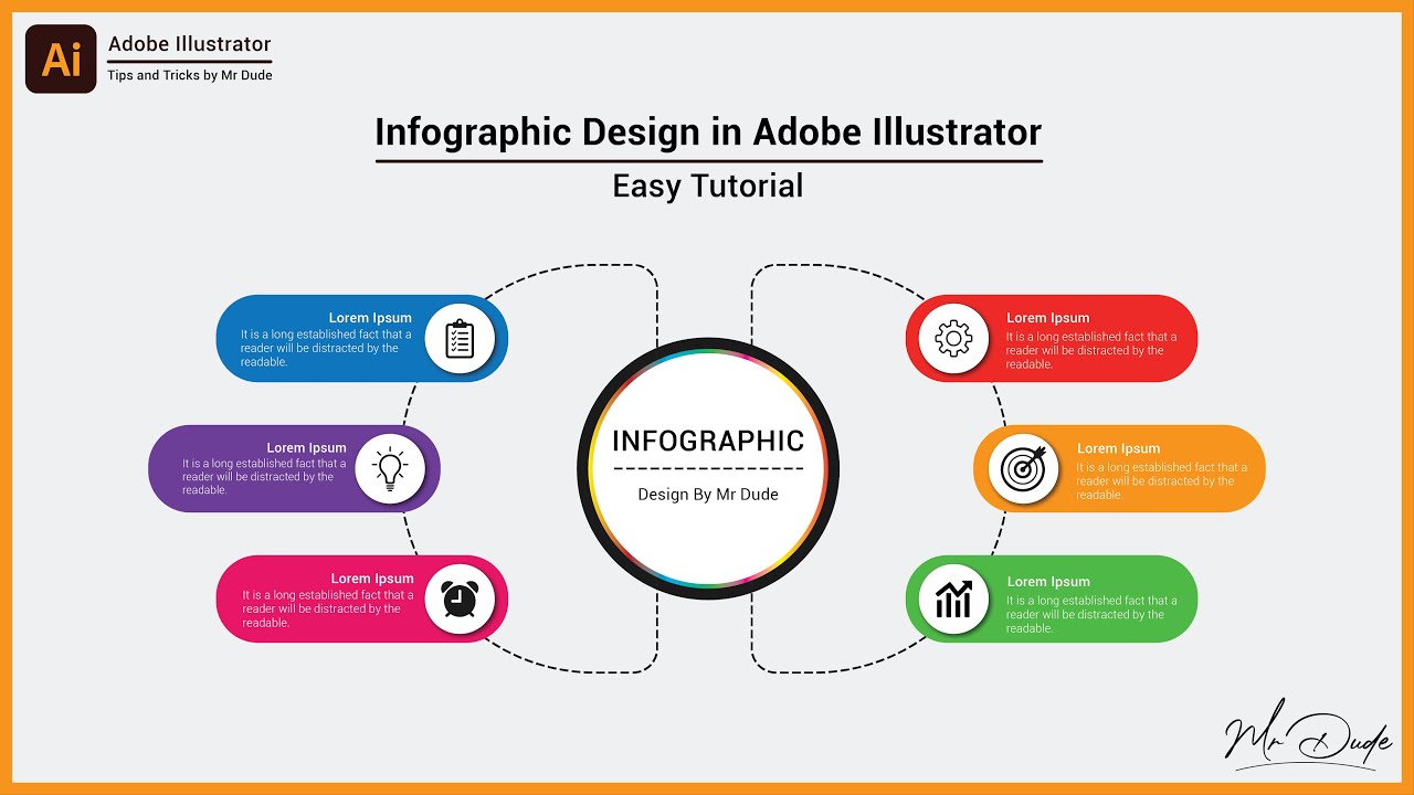 Create an Infographic in Adobe Illustrator | minimalist design | Illustrator tutorials | Mr Dude
