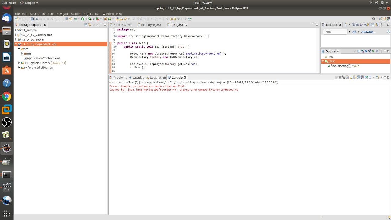 Caused by: java.lang.NoClassDefFoundError: org/springframework/core/io/Resource