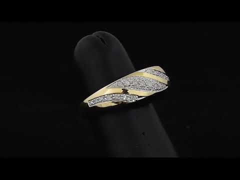 Men's 1/5 Cttw. Round Diamond Solid 10k Yellow Gold Diagonal Ring