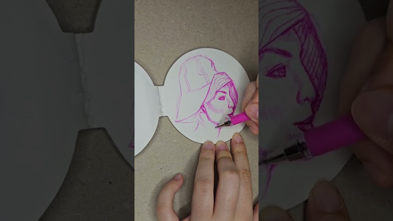 Drawing until I finish my sketchbook! (ballpoint pen portrait) #short #sketchbookdrawing