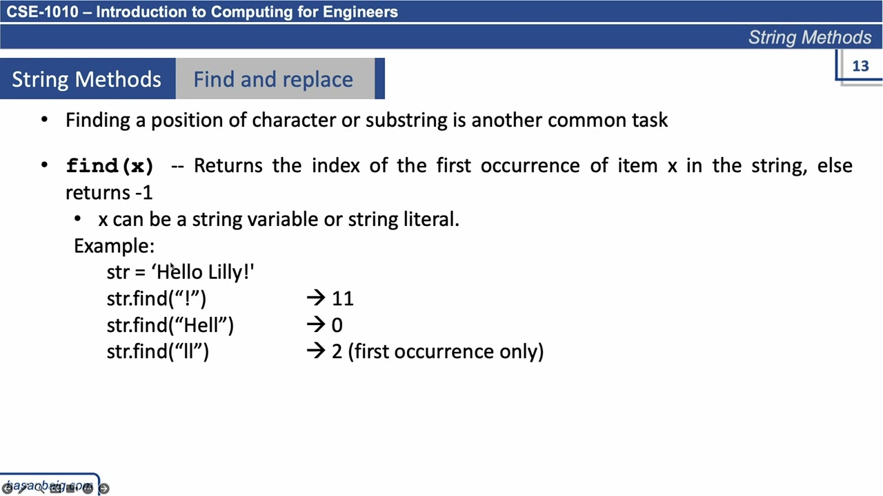 48. String Methods - find and replace strings