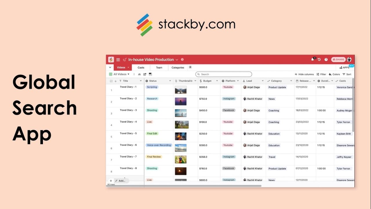 Stackby Apps Tutorial - Global Search App