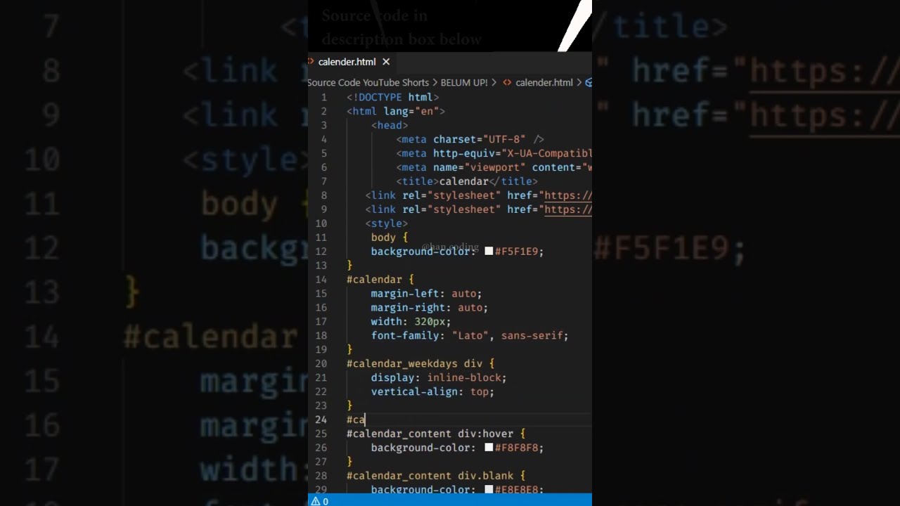 Create Calendar Using HTML | CSS | JS