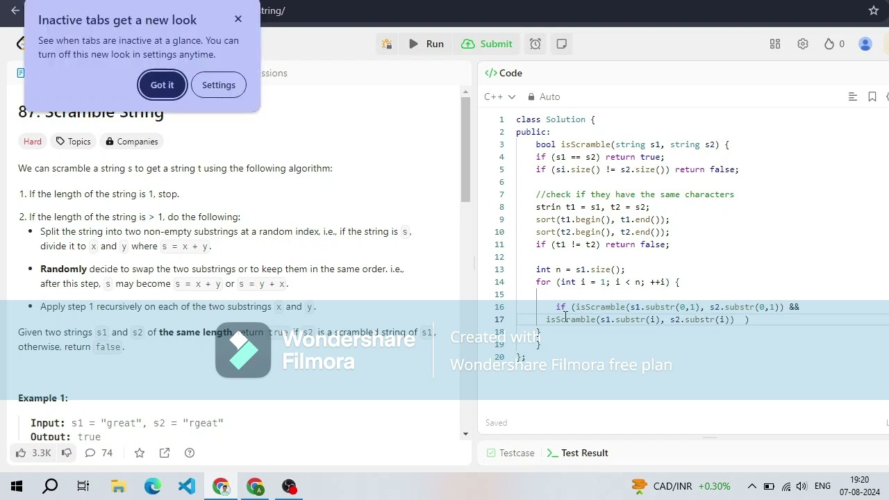 Leetcode.87 Scramble String problem for Interview #whitecoding #leetcode87 #hardproblem #dsa #code
