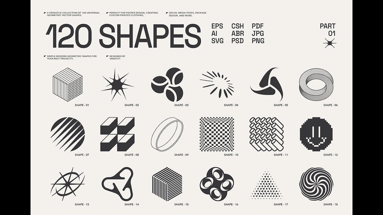 Download 120 Abstract Geometric Shapes. Part 1 Stock Graphics
