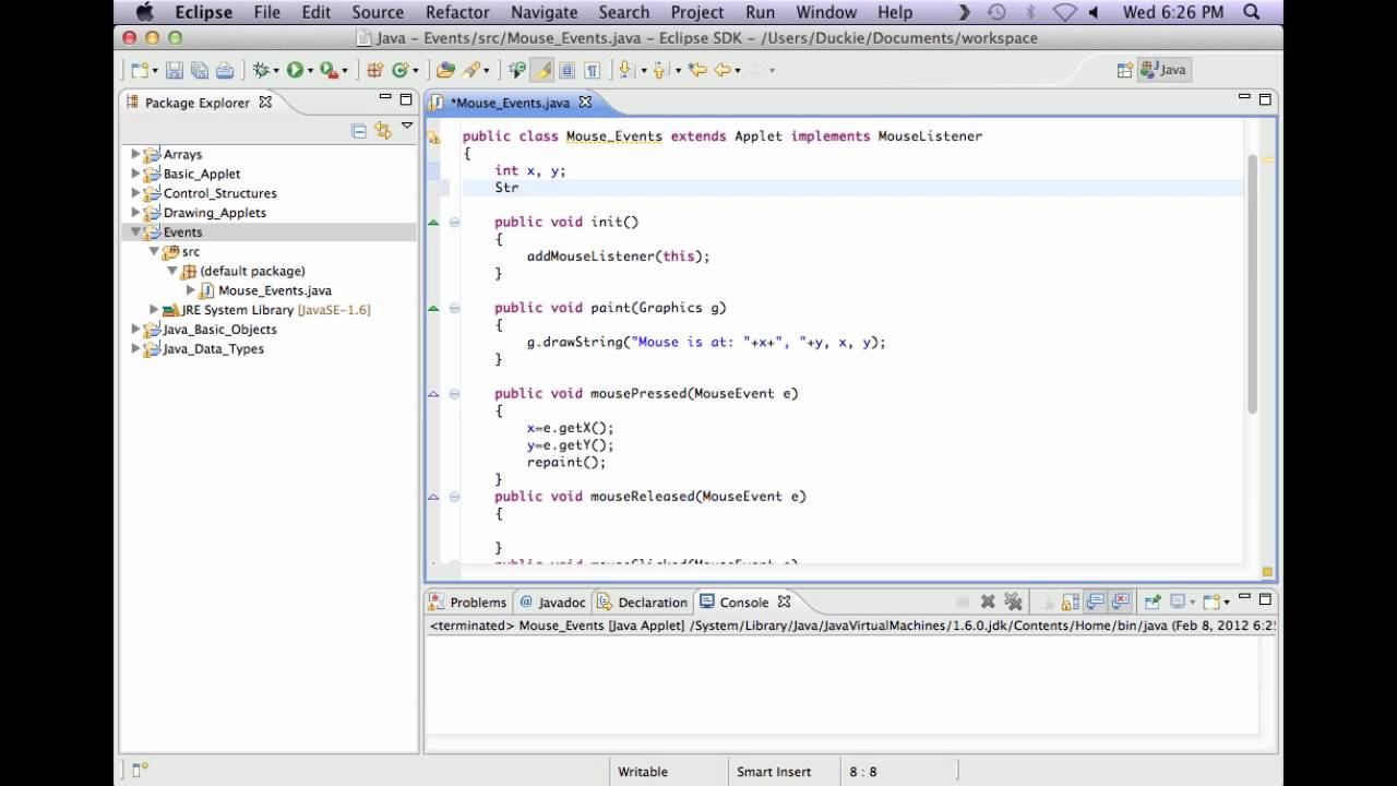 Applet - Mouse Events