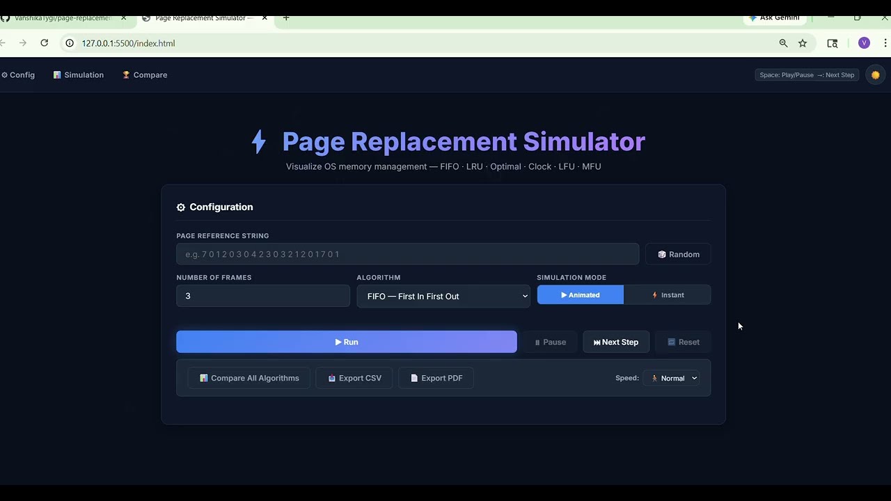 Page Replacement Simulator | Operating System Project